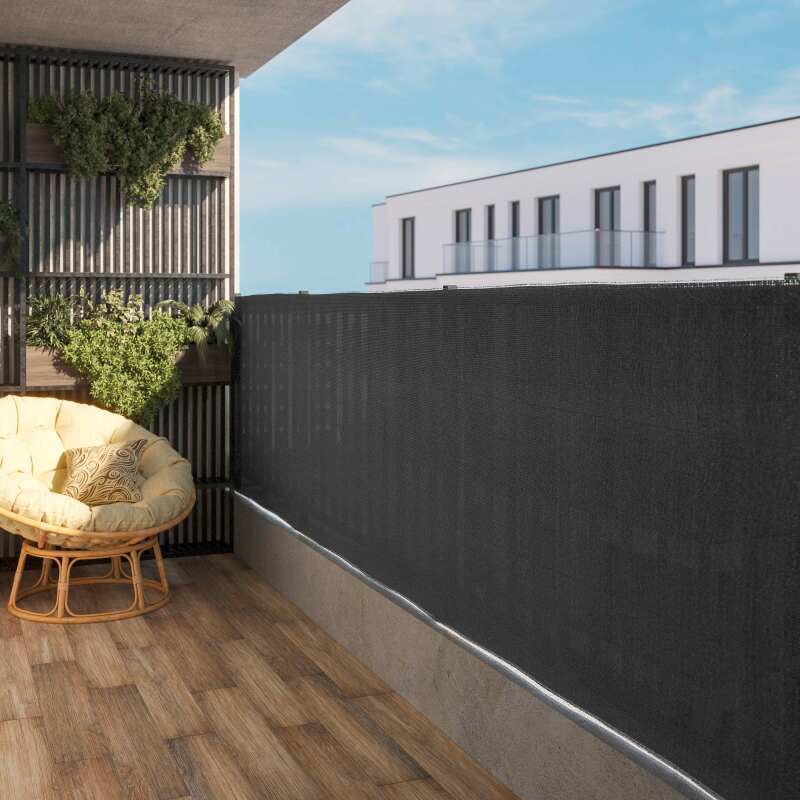 Sichtschutz aus HDPE Verdunkelung 85% Höhe 1,2 m anthrazit | Oviala